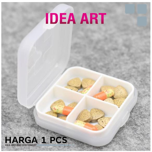 Jual Kotak Obat Mini Tempat Perhiasan Sekat 4 Mini Box Putih - 1 PC ...