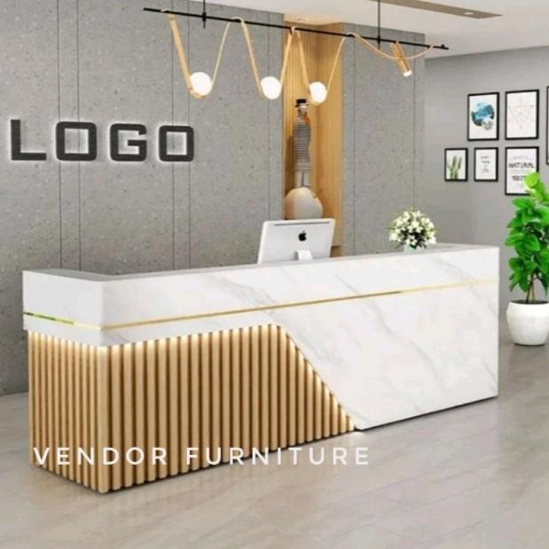Jual Meja Pelayanan Receptionist Cashier Table Industrial Minimalis HPL ...
