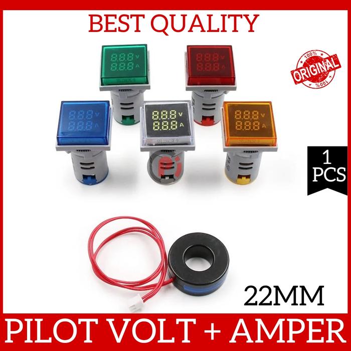 Jual Pilot LED Volt Amper Meter 22mm Voltmeter Ampermeter Panel Listrik ...