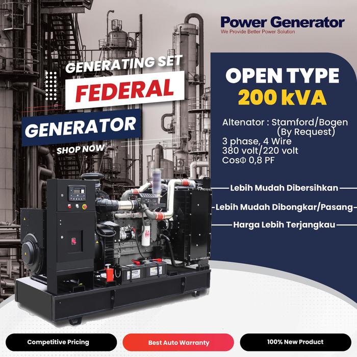 Jual Genset Federal 200 kVA - Genset Power Indo, Power Generator Open Type - Kota Semarang ...