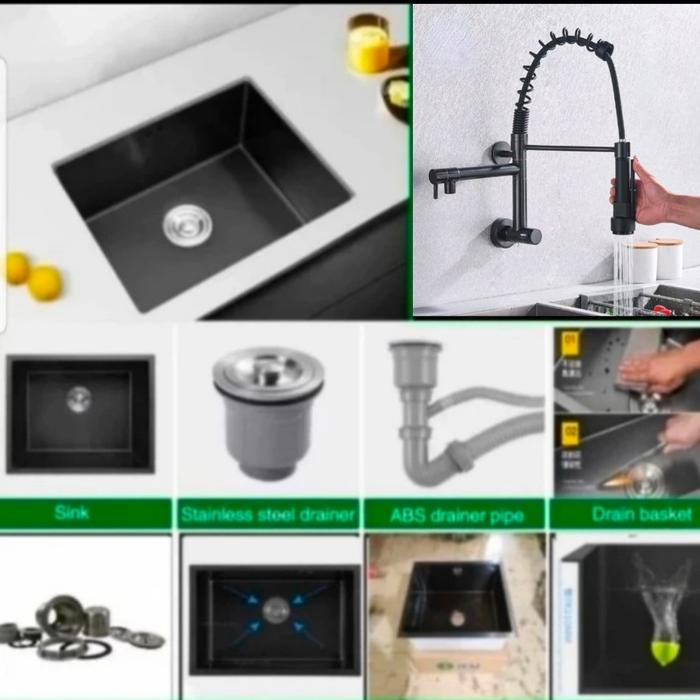 Jual Kitchem Sink 6045 Black Undermount Kran Dinding/Wastafel Cuci ...