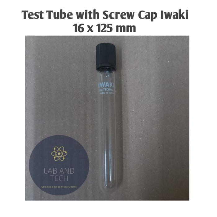 Jual Test Tube with Screw Cap Iwaki ukuran 16x125 mm, volume 14ml ...