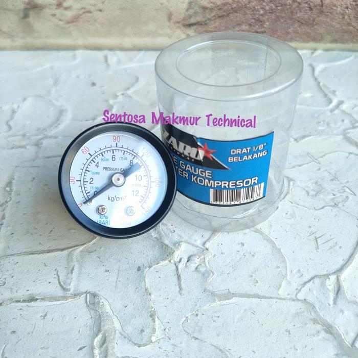 Jual 1/8" 12 BAR Pressure Gauge Manometer Angin Kompresor Drat Belakang ...