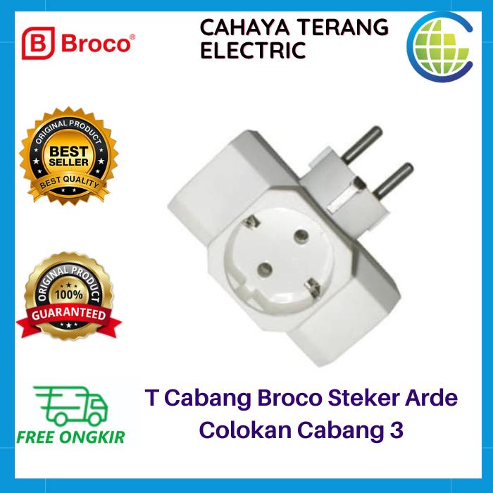 Jual T Cabang Broco Steker Arde Colokan Cabang 3 Stop kontak Sambungan ...