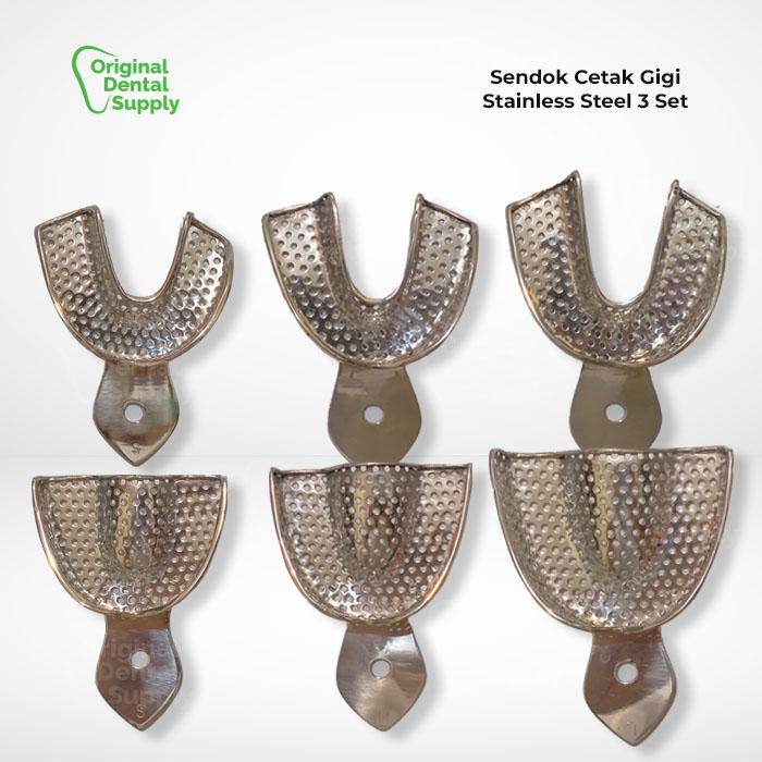 Jual Sendok cetak gigi stainless steel SML 3 set dental impression ...