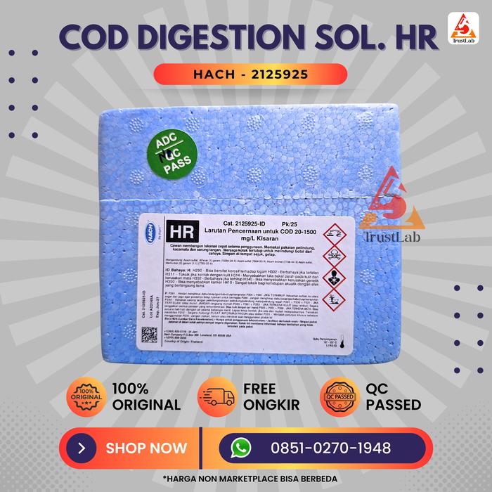 Jual HACH 2125925 COD Reagent HR Digestion Vials. 25 per pack. 20-1500 ...