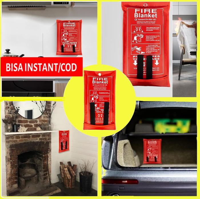 Jual Kain Pemadam Api Fiberglass Fire Blanket Flame Shelter Cover ...
