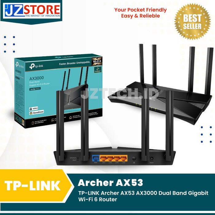 Jual TP-LINK Archer AX53 AX3000 Dual Band Gigabit WiFi 6 Router - Kota Medan - JZTECH.ID | Tokopedia