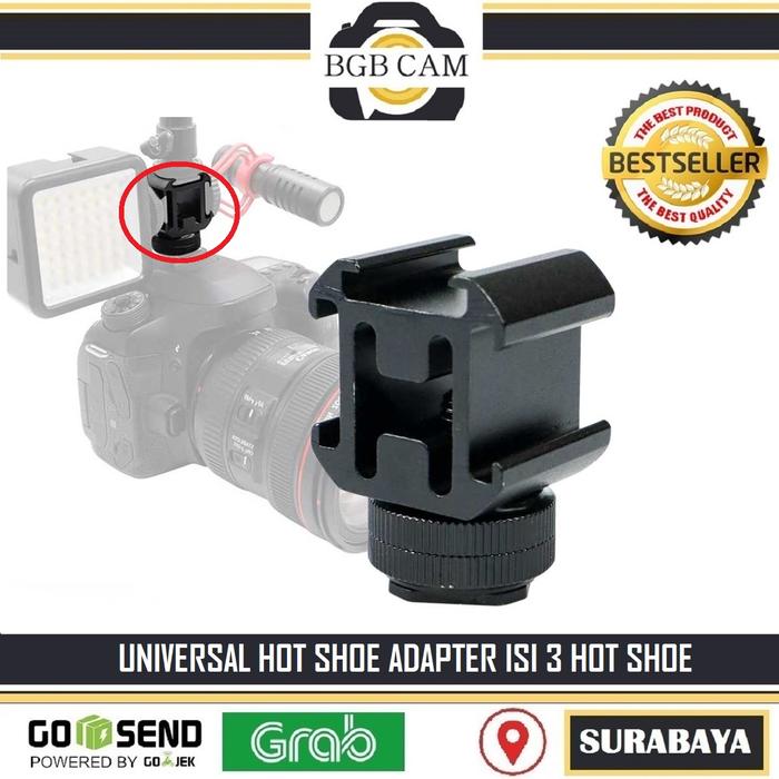 Jual Adaptor Hot Shoe Universal 3 Slot for Accessories LED / MIC dll ...