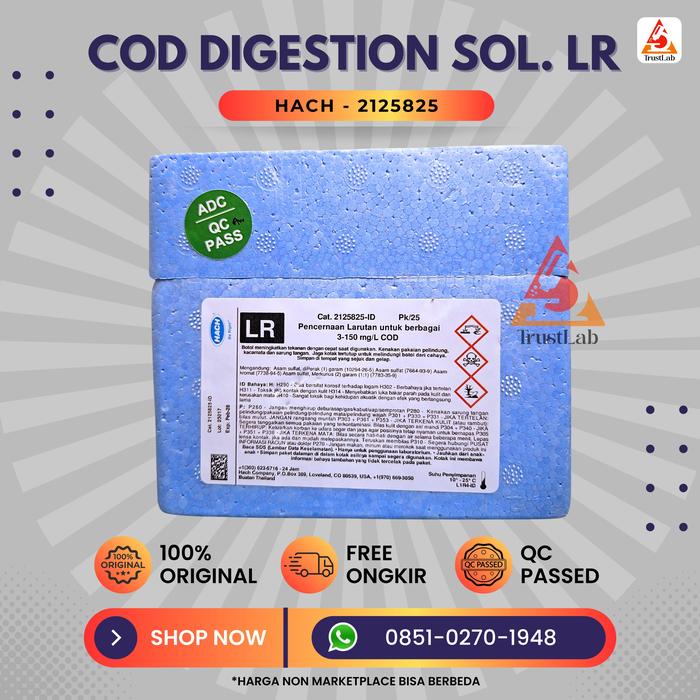 Jual HACH 2125825 COD Reagent LR Digestion Vials, 3-150 mg/L, pk/25 ...