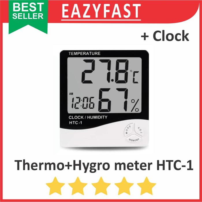 Jual Digital Thermometer Hygro Humidity HTC-1 Suhu Ruangan Jam Dinding ...