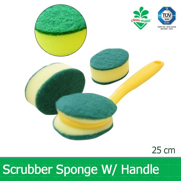 Promo Sponge with handle spons cuci piring dapur busa spon Cleanmatic ...