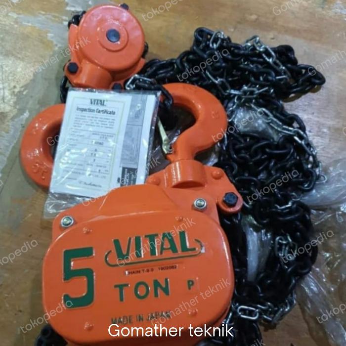 Jual Chain Block Vital 5 Ton x 3 Meter Takel Rantai Manual Original ...