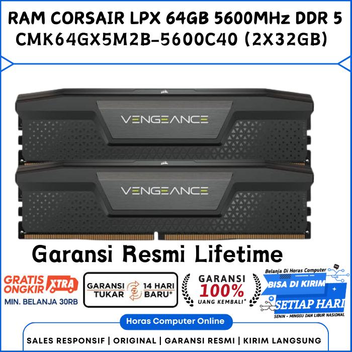Jual RAM CORSAIR VENGEANCE LPX BLACK 64GB ( 2 X 32 ) PC44800 5600MHz DDR 5 - Jakarta Pusat ...