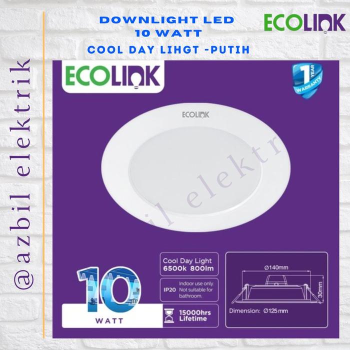 Jual Ecolink Lampu Downlight LED 10 Watt Cool Day light - Putih - 6500K - Kota Tangerang Selatan ...