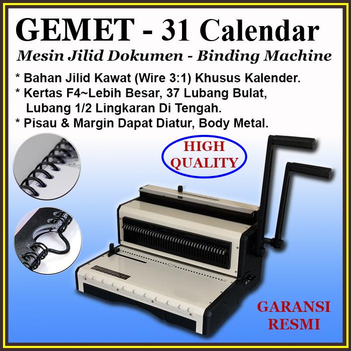 Jual GEMET 31 Calendar, Mesin Jilid Binding Kalender F4 | Official ...