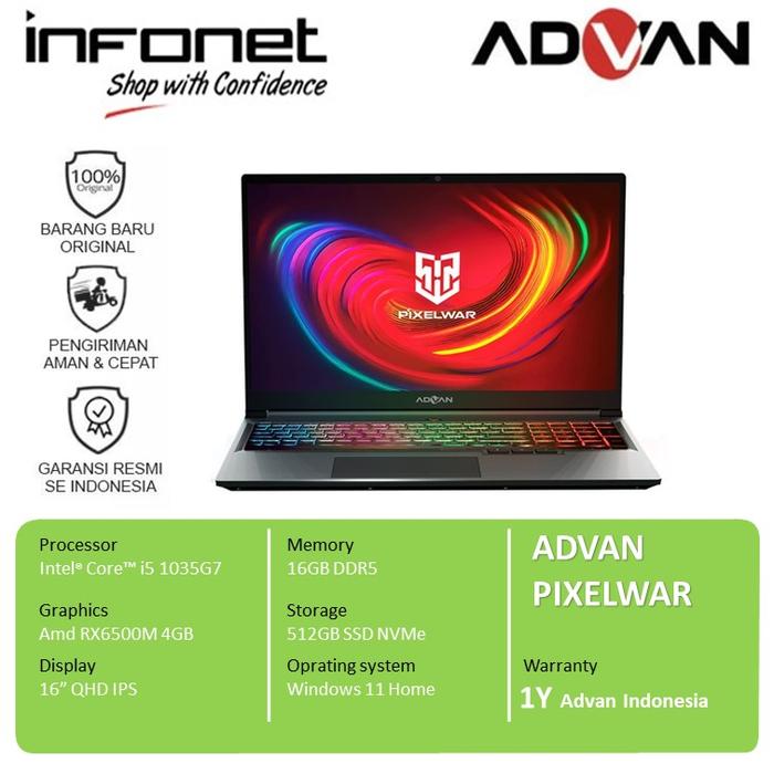 Jual Laptop Gaming Advan Pixelwar Ryzen 5 6600H 16GB 512GB RX6500M 4GB ...