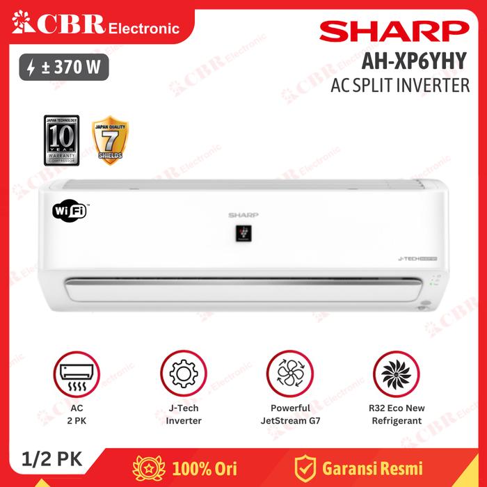 Jual AC Split SHARP Inverter 1/2PK (0.5PK) AH-XP6YHY (J-Tech Inverter) R-32 - Kota Batam - CBR ...
