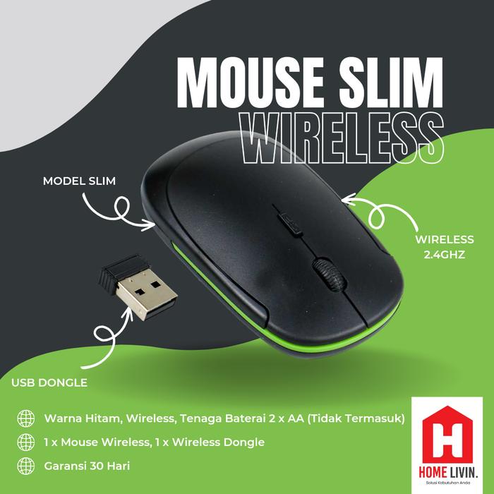 Promo HOME LIVIN. Mouse Wireless 2.4Ghz Tanpa Kabel Slim Design - Kota ...