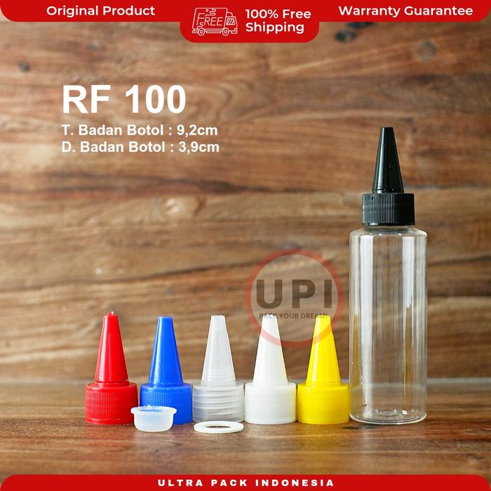 Promo BOTOL PET RF 100ML CLEAR + TUTUP TINTA KERUCUT + PLUG SUMBAT ...
