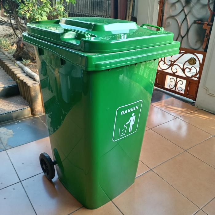 Jual Tempat sampah roda 240 liter dustbin wheel Garbage Bin w Lid Green 240 - Hijau - Jakarta ...