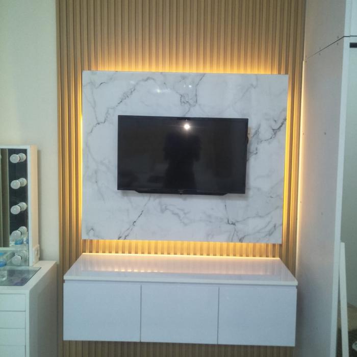 Jual meja backdrop lampu dan wpc - Kota Bekasi - ok furniture | Tokopedia