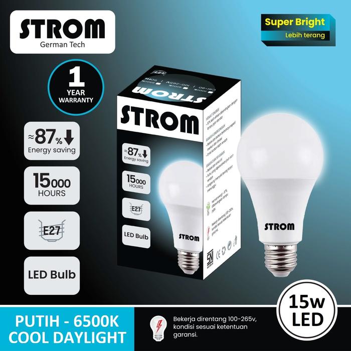 Promo STROM Lampu LED 15W White Bohlam 15 watt w Bulb 12watt PUTIH ...