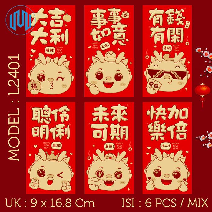 Promo Angpao Imlek Panjang Angpau Merah Red Amplop Tahun 2024 Naga ...