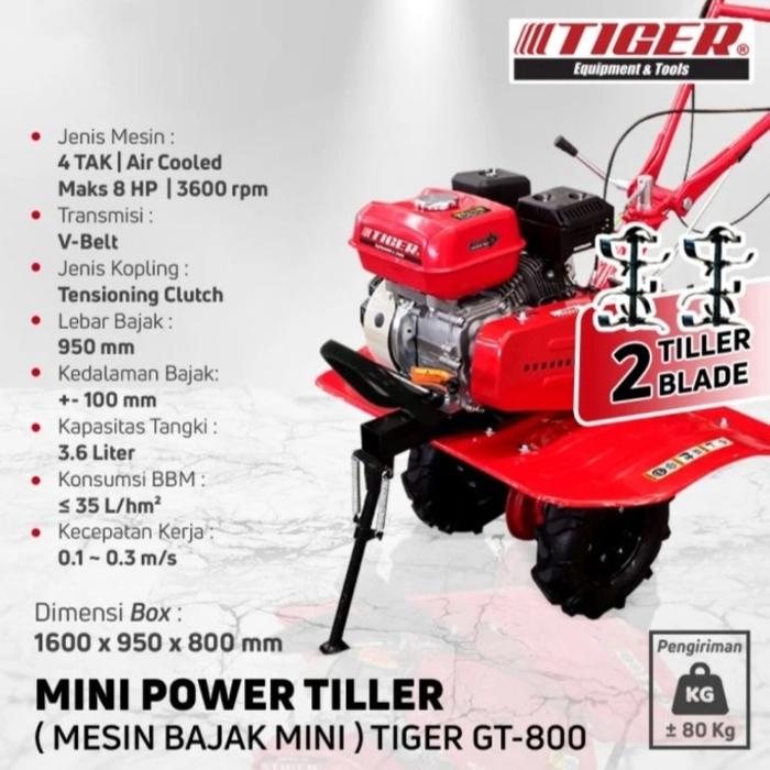 Jual TIGER Mesin Traktor Sawah Bajak Mini Power Tiller GT800 GT 800 ...