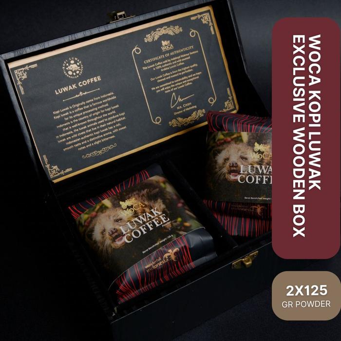 Promo WoCA Kopi Luwak Exclusive Wooden Box 2x125 gr Powder Cicil 0% 3x ...