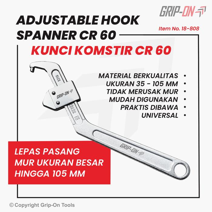Jual GRIP-ON ADJUSTABLE HOOK SPANNER CR 60 KUNCI MUR KOMSTIR UKURAN ...