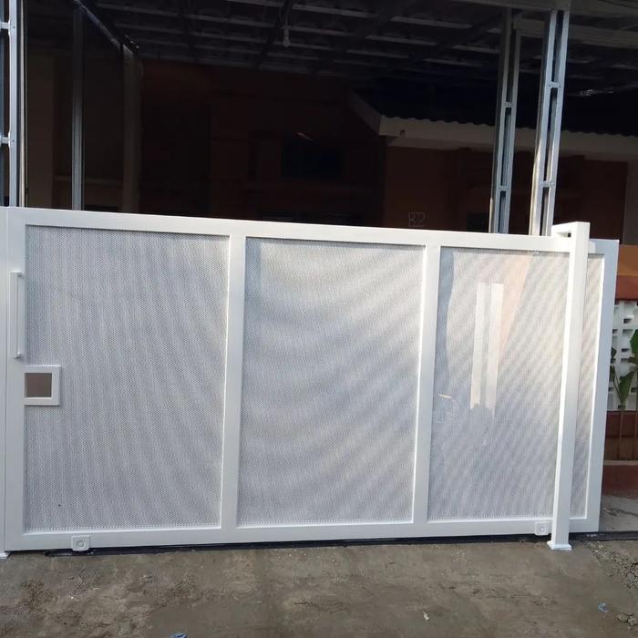Jual pintu pagar dorong besi full plat perforated - Kota Tangerang ...