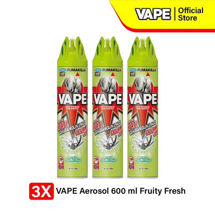 Promo Fumakilla Vape Aerosol Obat Nyamuk dan Kecoa Fruity 600ml (ISI 3 ...