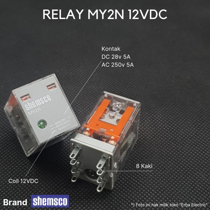 Jual Shemsco MY2N 12 VDC Relay Kontak 5A Relai MY socket 8 pin - Kota ...