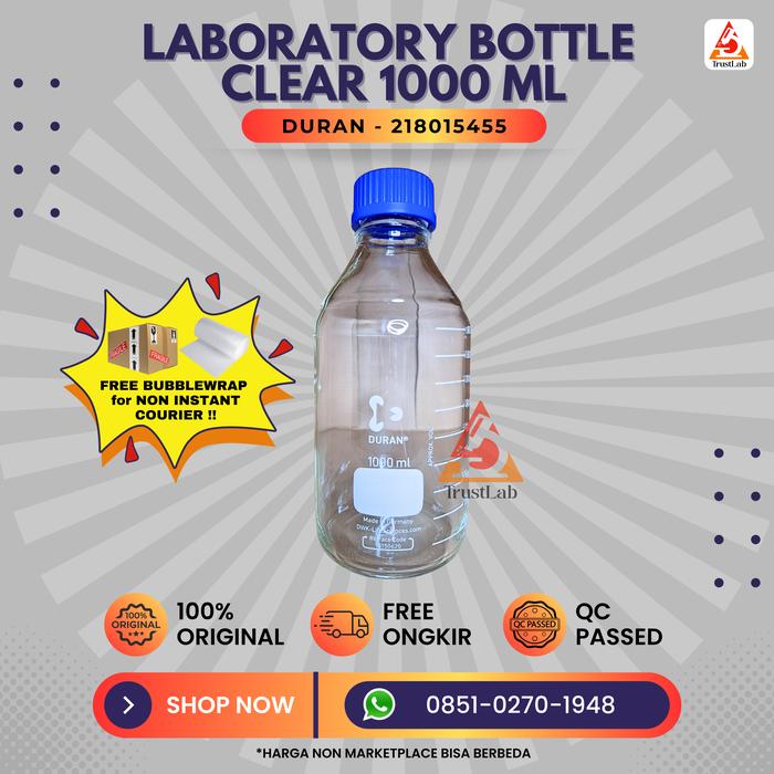 Jual Laboratory Bottle 1000 ml Clear DURAN / Botol Laboratorium 1000 ml ...