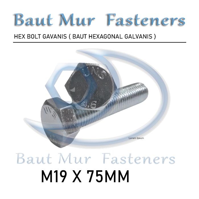 Jual baut mur m19 x 75 / bmp m19 x 75 galvanis - Jakarta Pusat - Baut ...