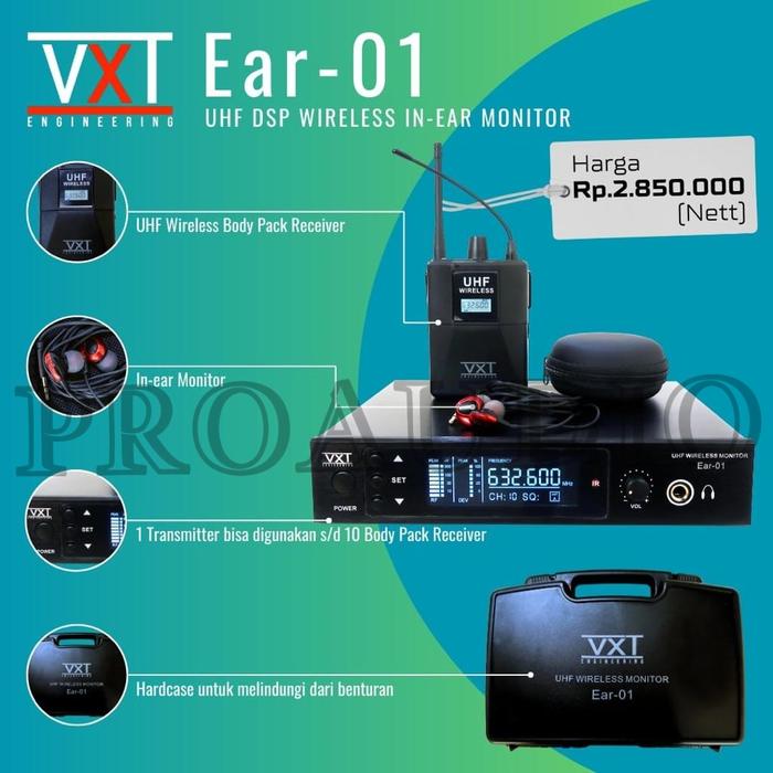 Jual MIC WIRELESS EAR MONITOR VXT EAR 01 / EAR-01 / EAR01 UHF DSP BODY PACK - Kota Medan ...