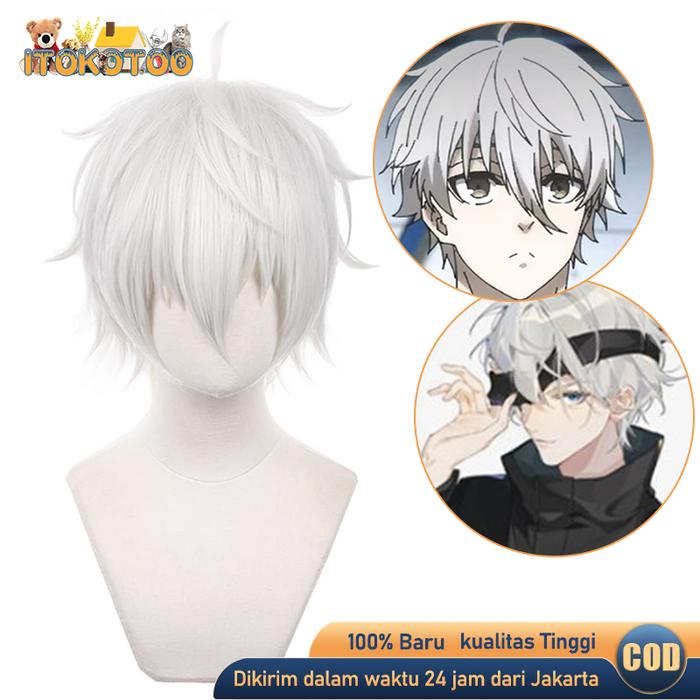 Jual Wig Gojo Satoru Manmei Rambut Palsu Cosplay Anime Jujutsu Kaisen ...