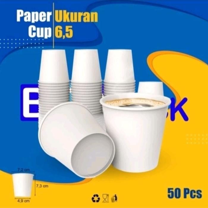 Promo Gelas Paper cup size 6,5 Oz Polos / gelas kertas 180 ml isi 50 pc ...