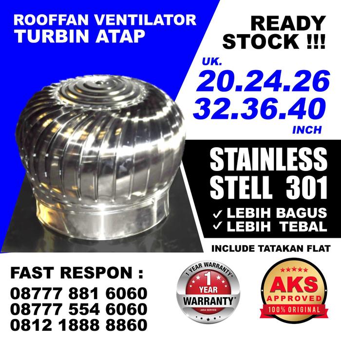 Jual Turbine Ventilator Ventilasi Blower Roof Fan 24 Inch-FT24RA ...