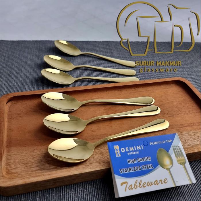 Jual [6 pcs] Sendok Teh Emas Tebal Hotel Stainless Steel Gold Tea Spoon ...
