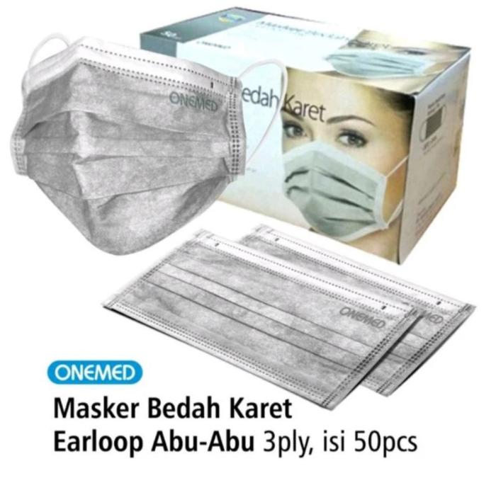 Jual Masker Bedah Medis Karet OneMed Earloop Pink Box 50pc - Abu-abu ...