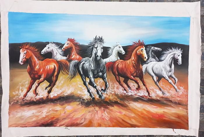 Promo Model Terbaru! Lukisan 8 Kuda Berlari dengan Penampilan yang ...