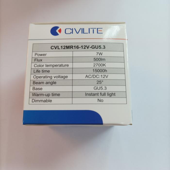 Jual Lampu Led MR16 12V 7 Watt Warm White 2700K 3000K Civilite - 2700K ...