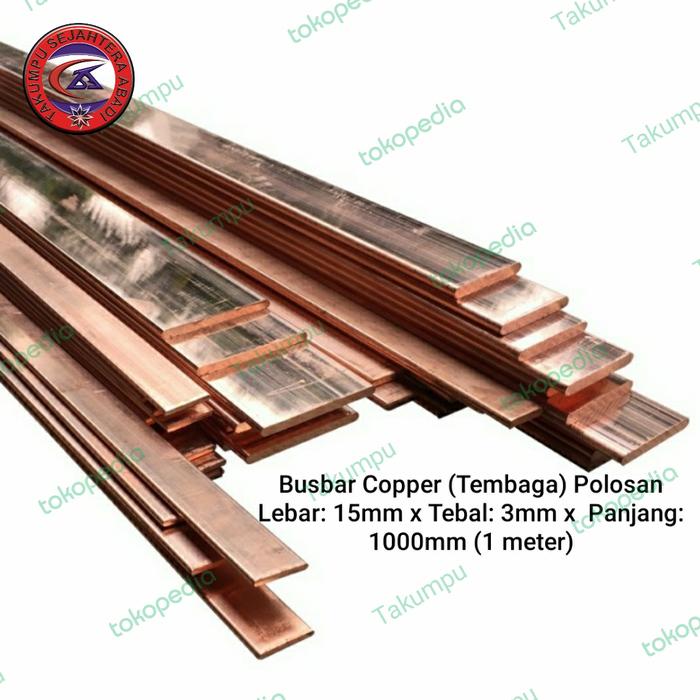 Jual Busbar copper Tembaga Polosan Lebar 15mm x Tebal 3mm x Panjang ...