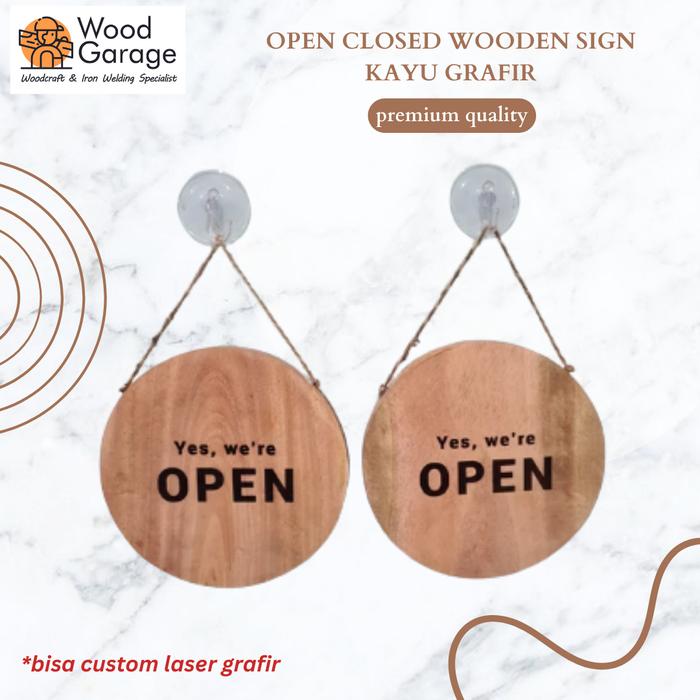 Jual Open Closed Sign Board Kayu Mahoni Custom Grafir - Kab. Malang ...