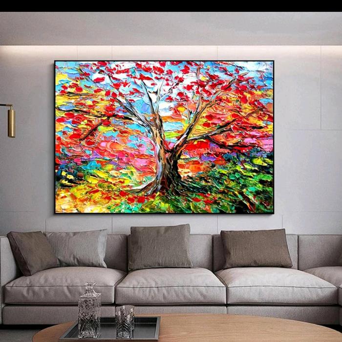 Jual lukisan pohon moderen 100x100 plus frame - d - Kab. Bandung ...