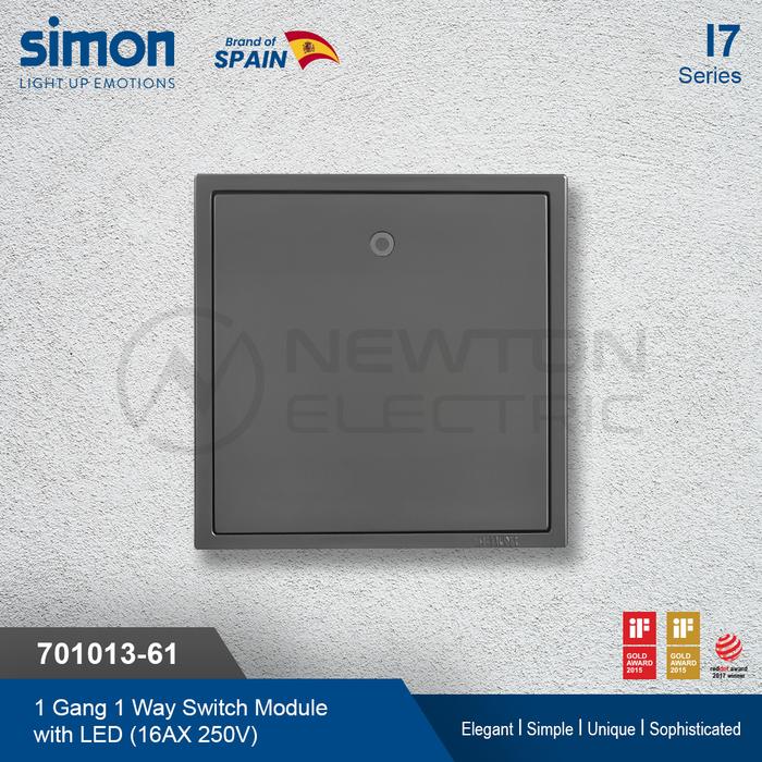 Jual Simon i7 Grey Saklar Engkel 1 Gang 1 Way Switch LED Indicator ...