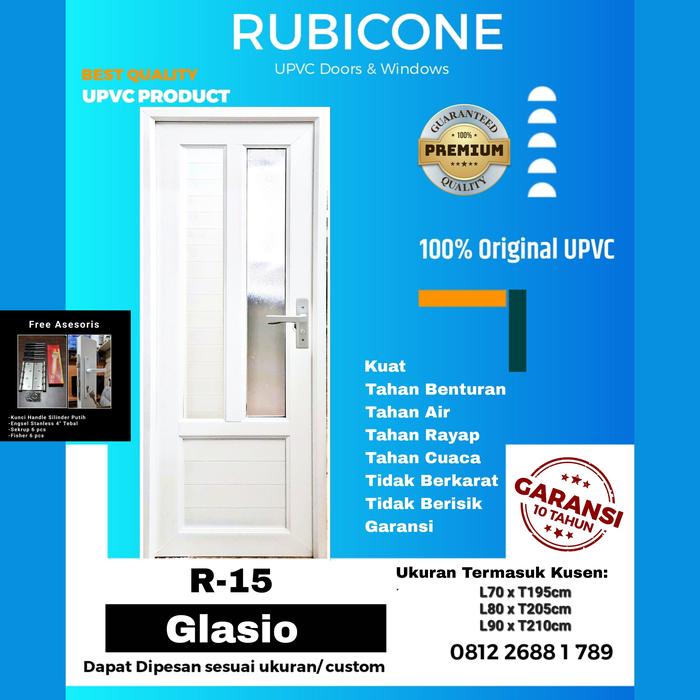 Jual Pintu UPVC Rubicone Premium-R15-Glasio-L80/90-Putih - L90 x T210cm, Engsel Kiri - Kab ...
