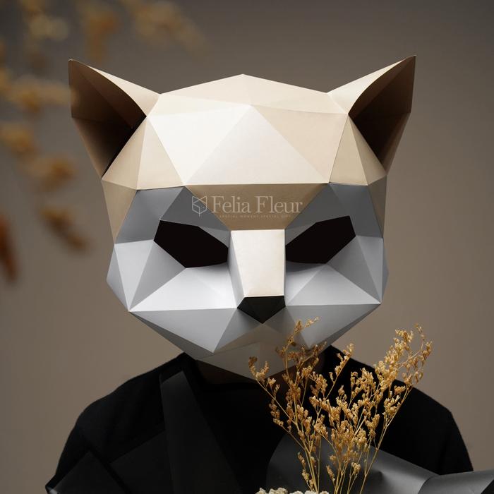 Jual DIY Papercraft Topeng Kucing Cat Mask Premium 3D Unik Kreatif ...
